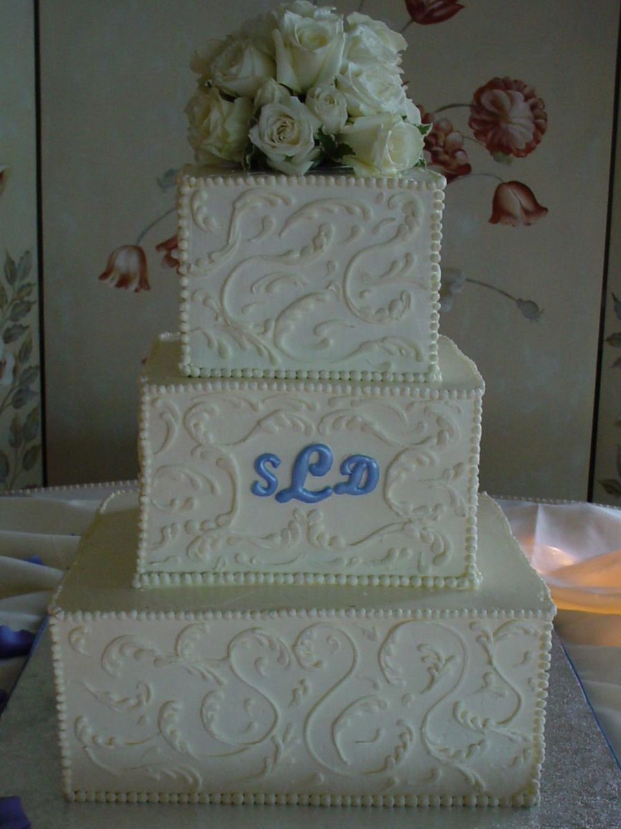 Scrolls And Monogram - CakeCentral.com