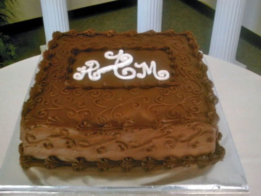 Chocolate With White Monogram - CakeCentral.com