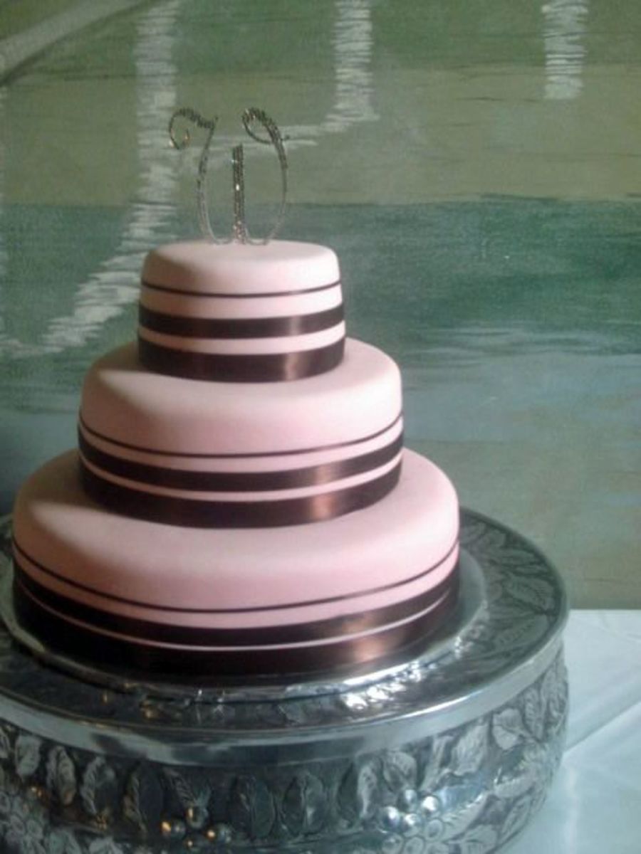 Pink And Brown Rolled Fondant With Initial - CakeCentral.com