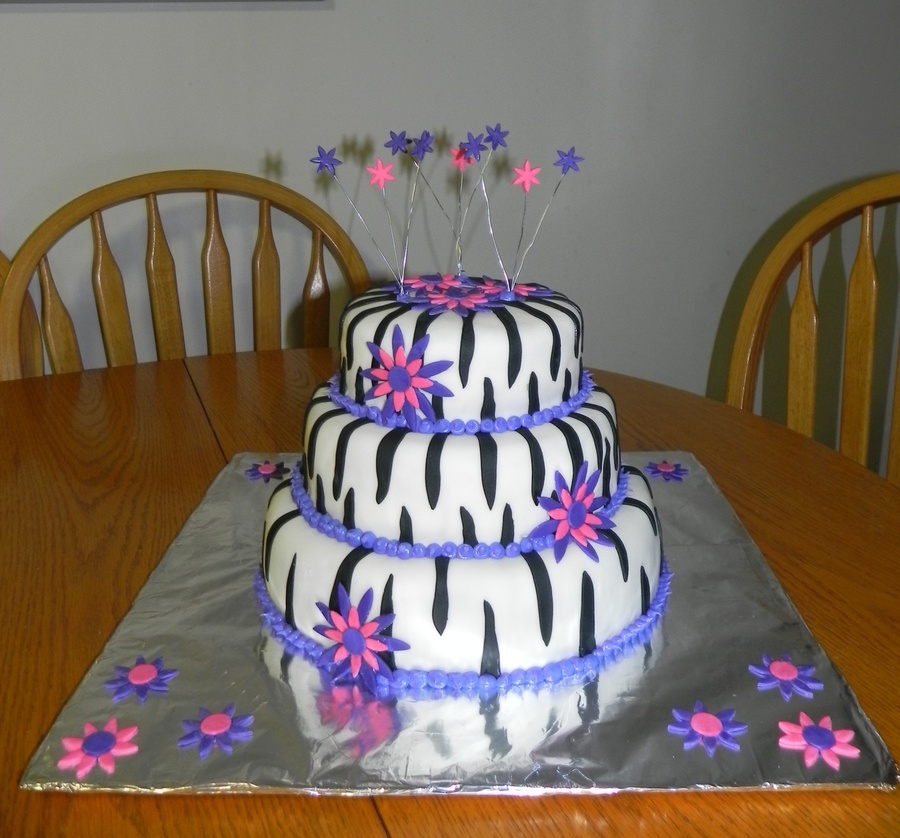 Zebra Stripe Birthday Cake - CakeCentral.com