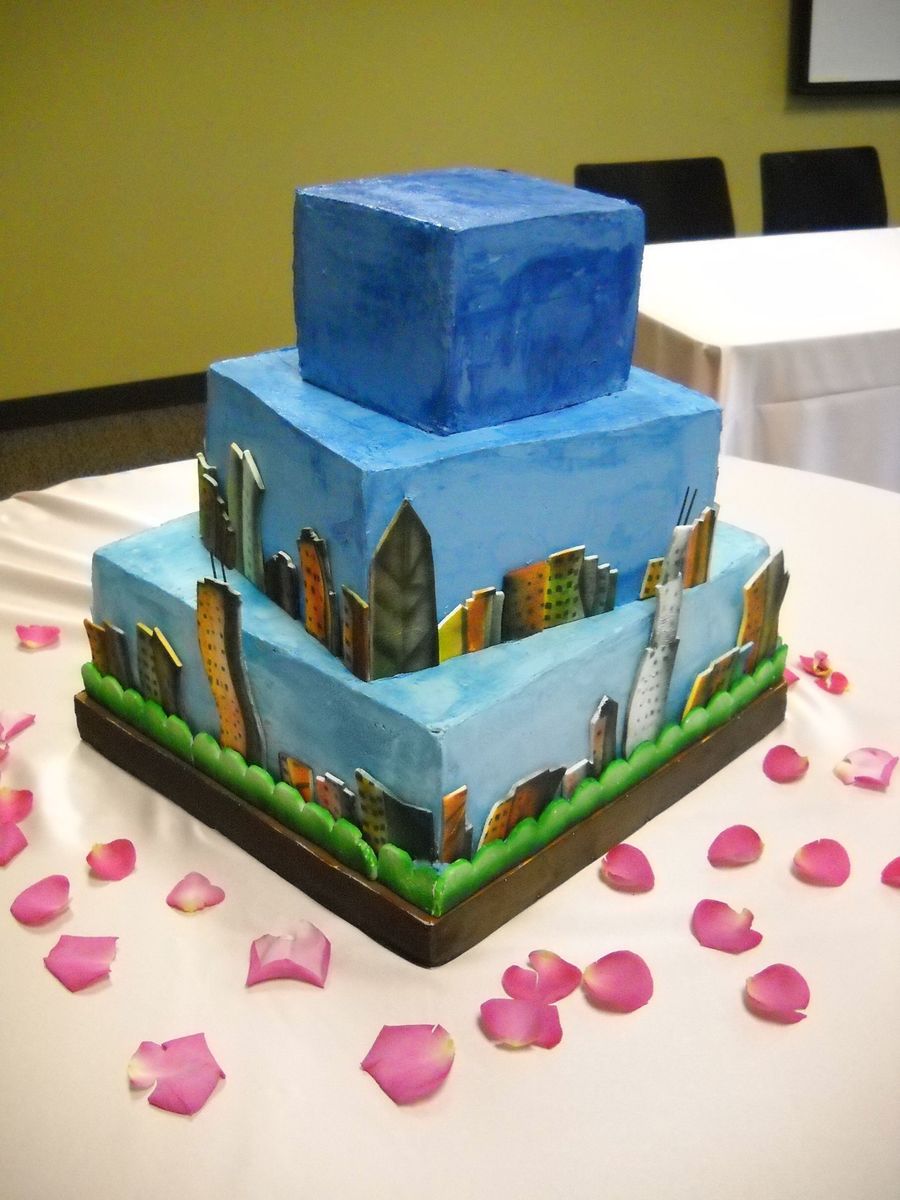 Chicago Skyline Wedding Cake - CakeCentral.com