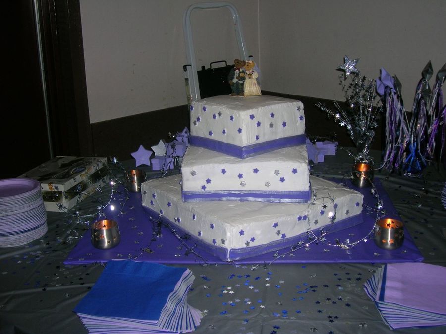 Periwinkle, White With Stars Cake - CakeCentral.com