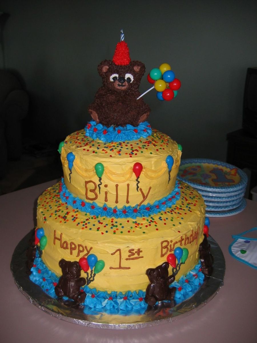 Teddy Bear 1St Birthday Cake - CakeCentral.com