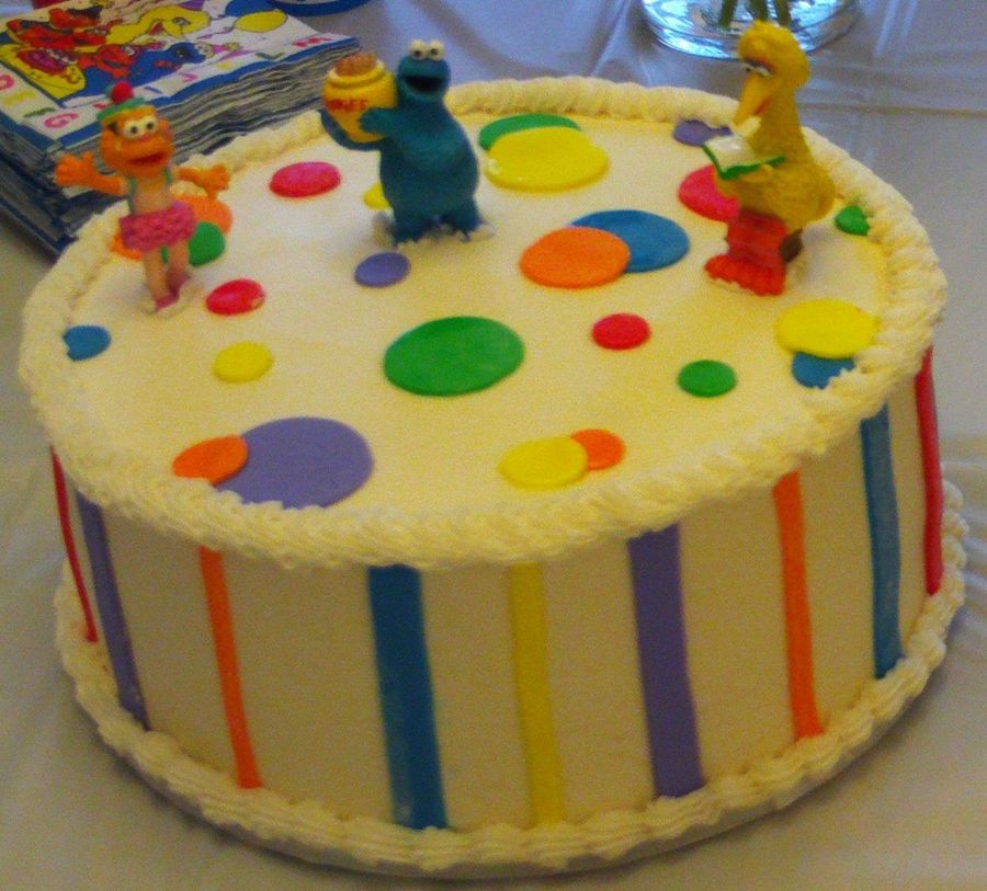 Sesame Street Birthday Stripes & Polka Dots - CakeCentral.com