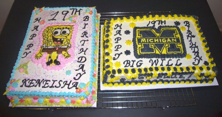 Spongebob & Michigan Cake - CakeCentral.com