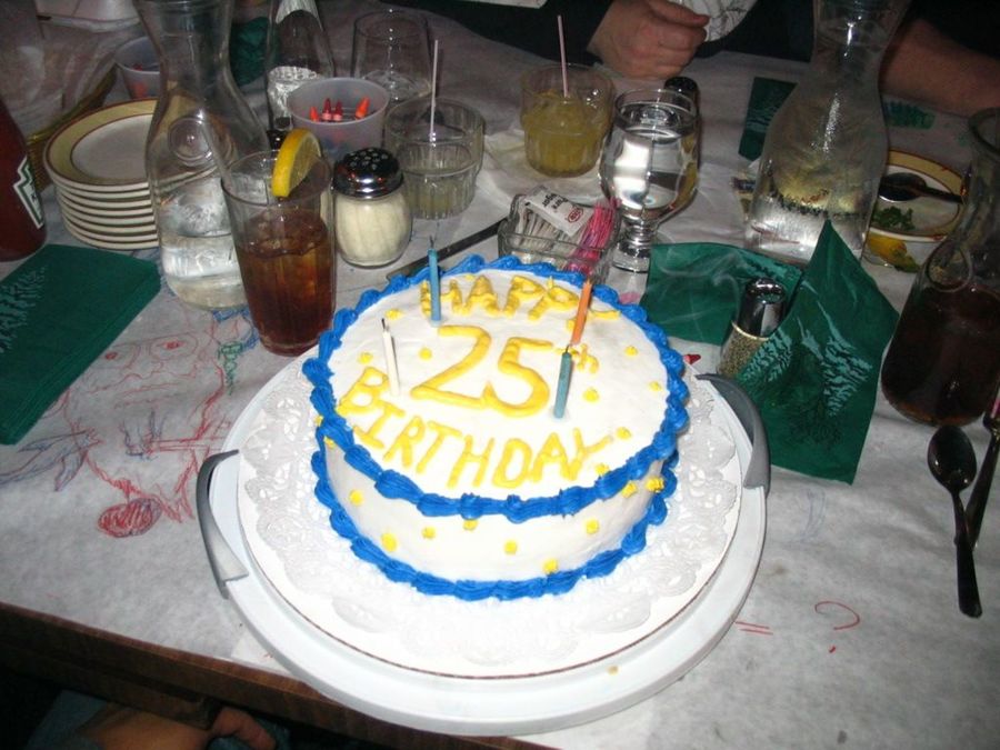 Blue, Yellow 25Th Birthday - CakeCentral.com