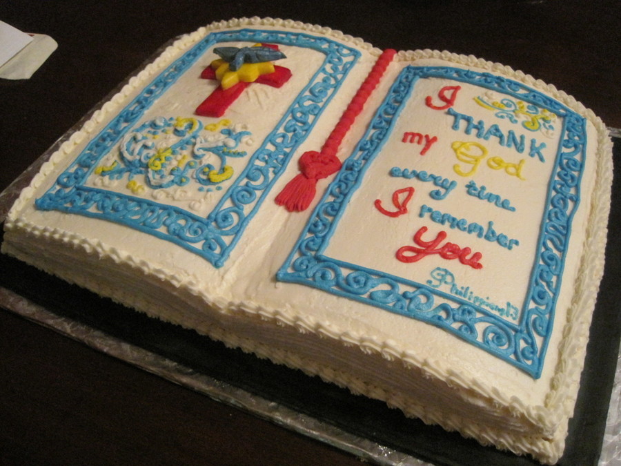 Open Bible With Scripture For Missionary's Reception - CakeCentral.com