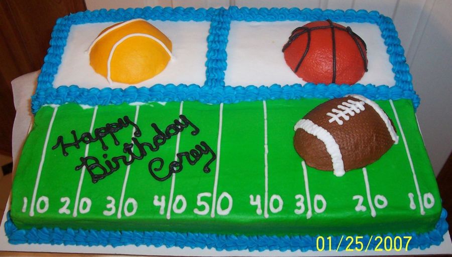 Multi-Sports Birthday Cake - CakeCentral.com