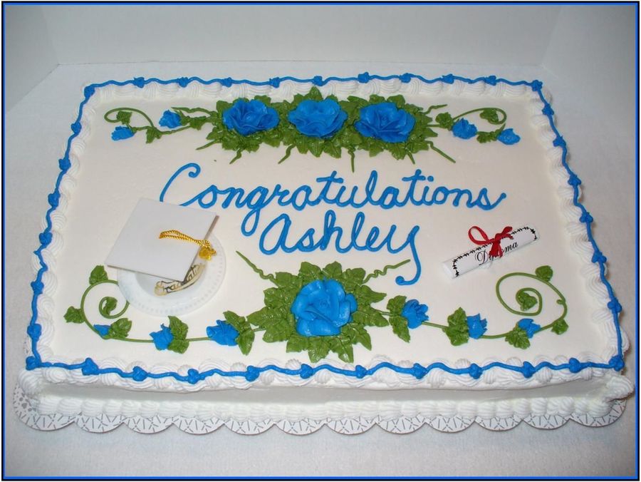 Blue & White Graduation Cake - CakeCentral.com