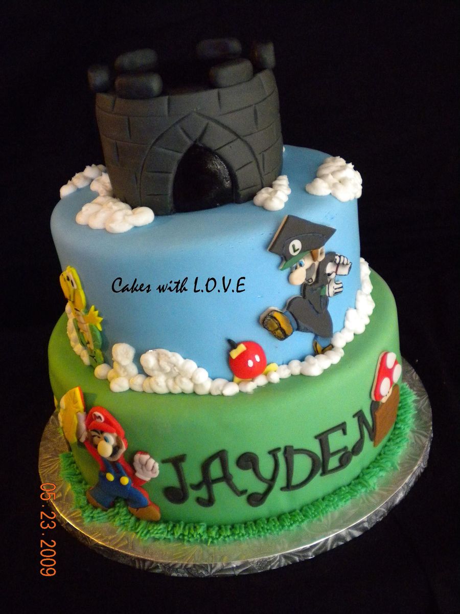 Mario Bros Theme Graduation Cake - CakeCentral.com