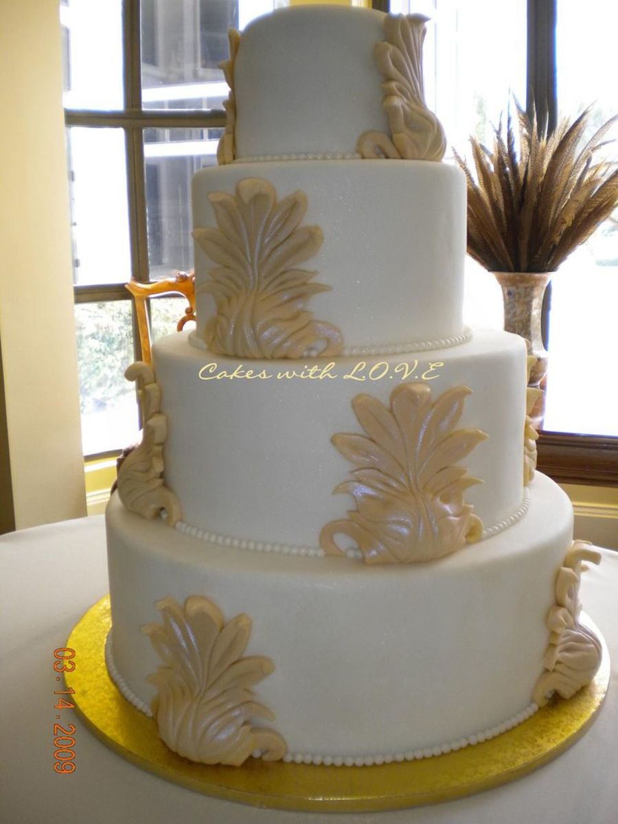 Acanthus Leaves Wedding Cake - CakeCentral.com