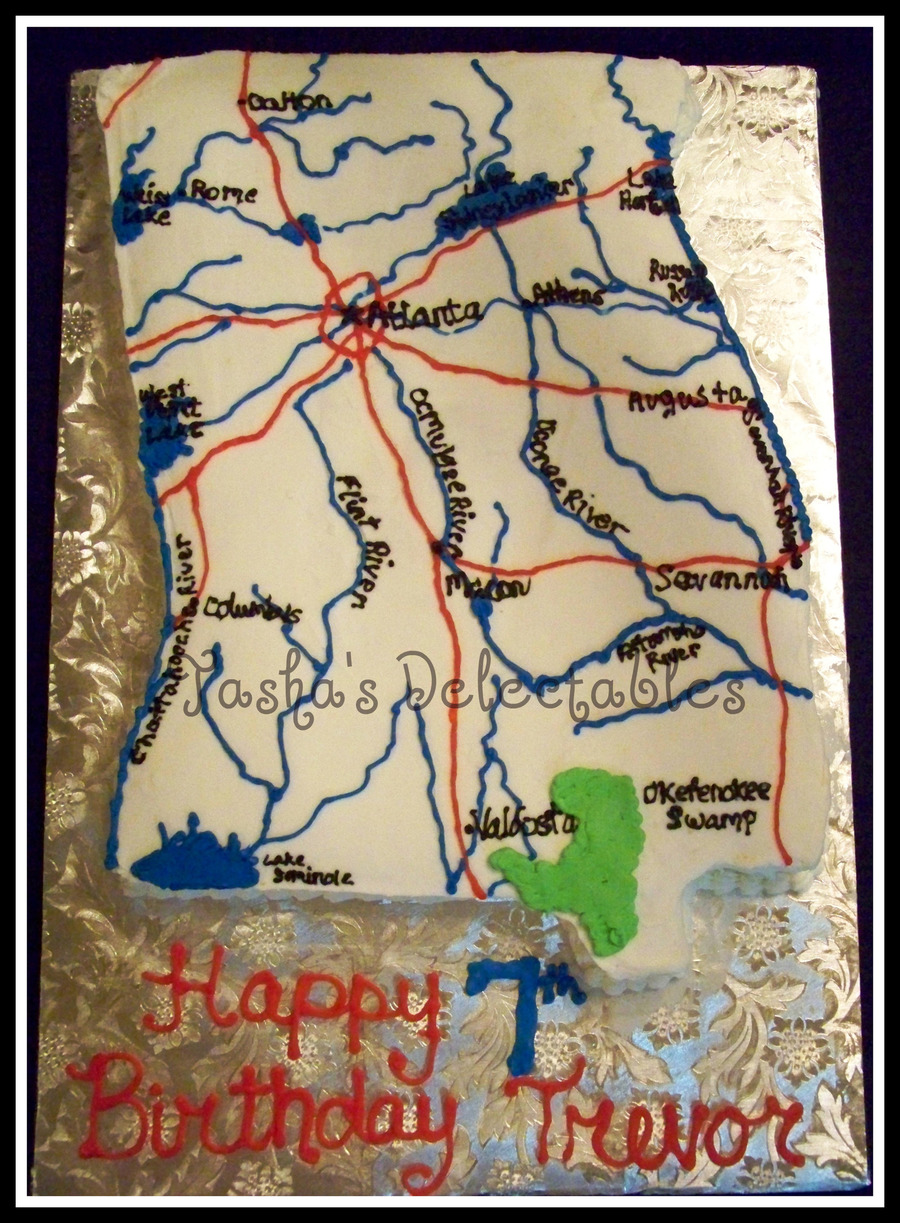 Georgia Map Birthday Cake - CakeCentral.com