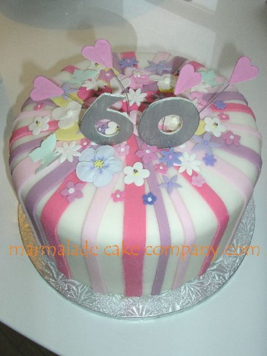 Striped Whimsy Pink/lilac 60Th Birthday Cake - CakeCentral.com