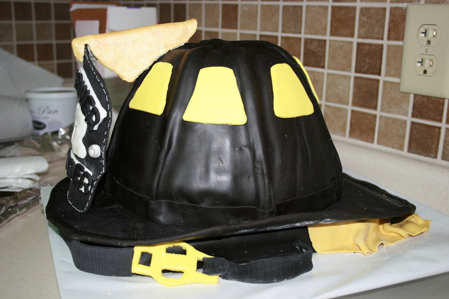 Fire Helmet Cake - CakeCentral.com