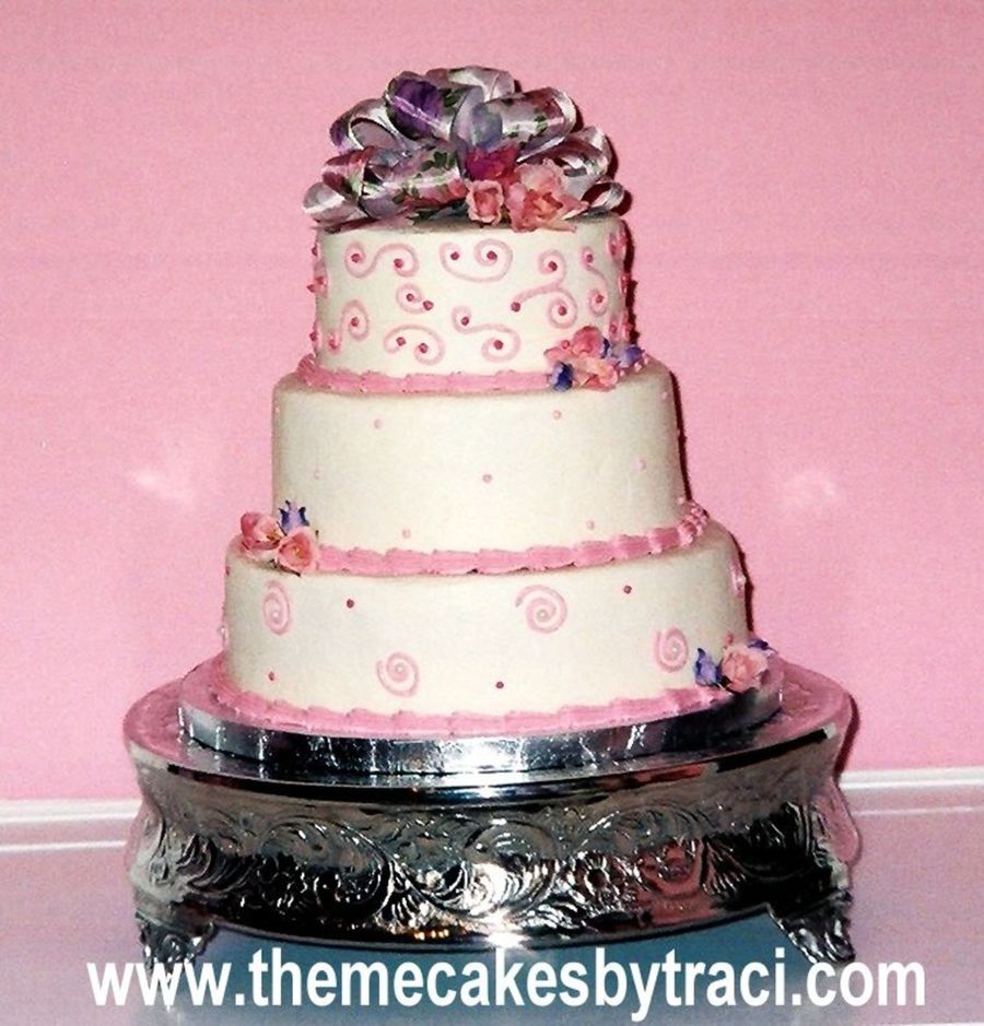 Pink/white Wedding Cake - CakeCentral.com