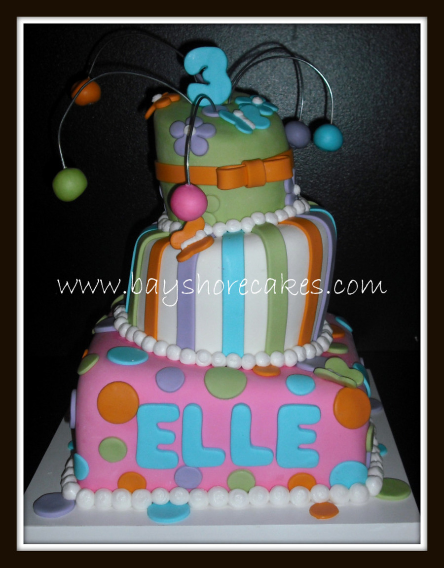 3 Tier Whimsical Birthday Cake - CakeCentral.com