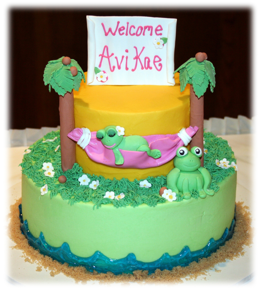 Frog Baby Shower Cake - CakeCentral.com