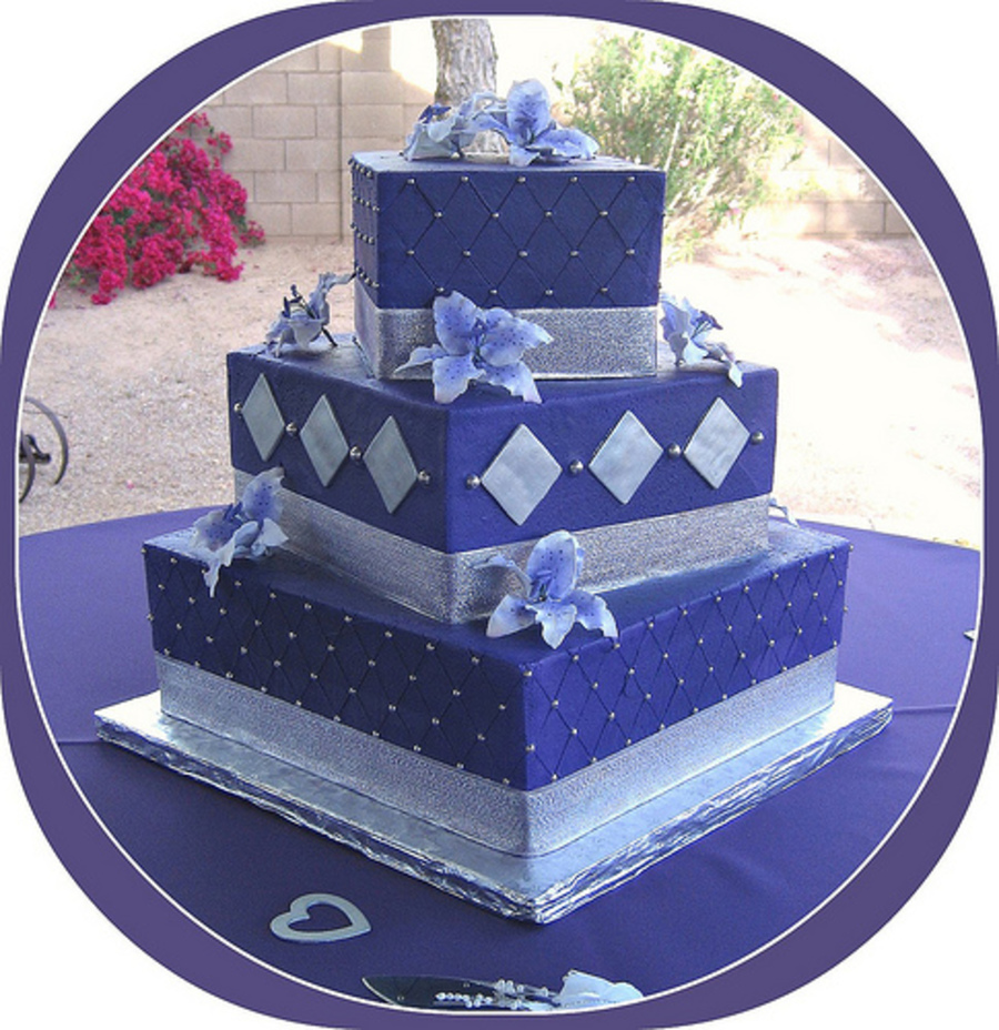 Purple And Silver Wedding Cake - CakeCentral.com