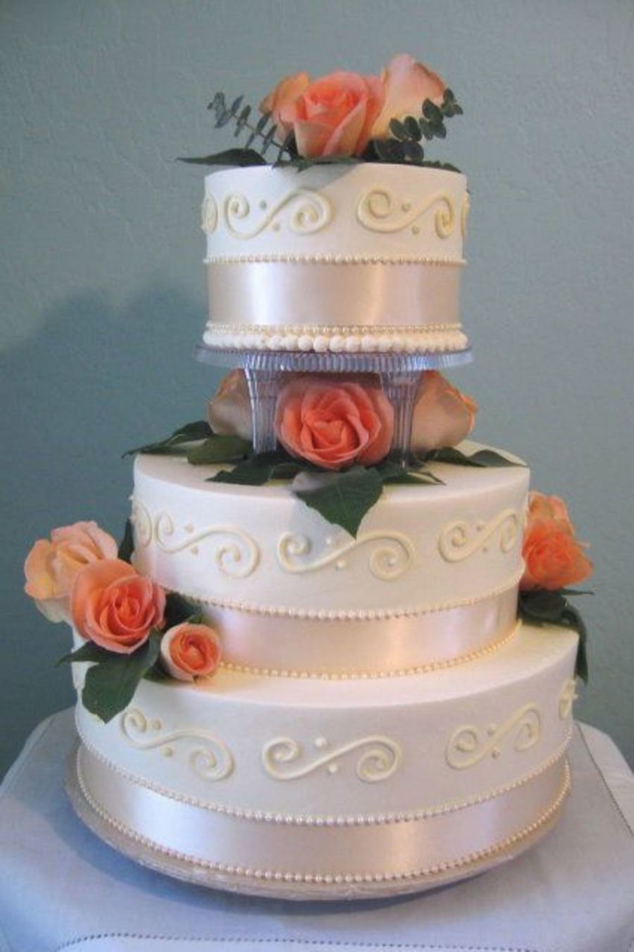 Ivory Satin And Pearls - CakeCentral.com
