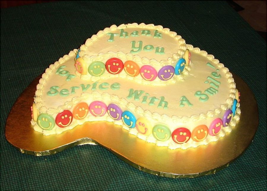 Thank You For Service Smilie Retirement Cake - CakeCentral.com