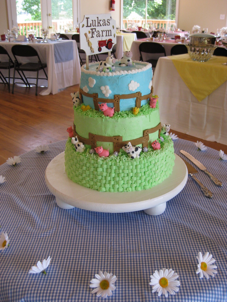 Farm Theme Baby Shower Cake - CakeCentral.com