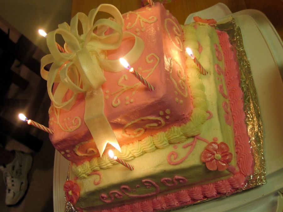 2 Tier Square Birthday Cake - CakeCentral.com