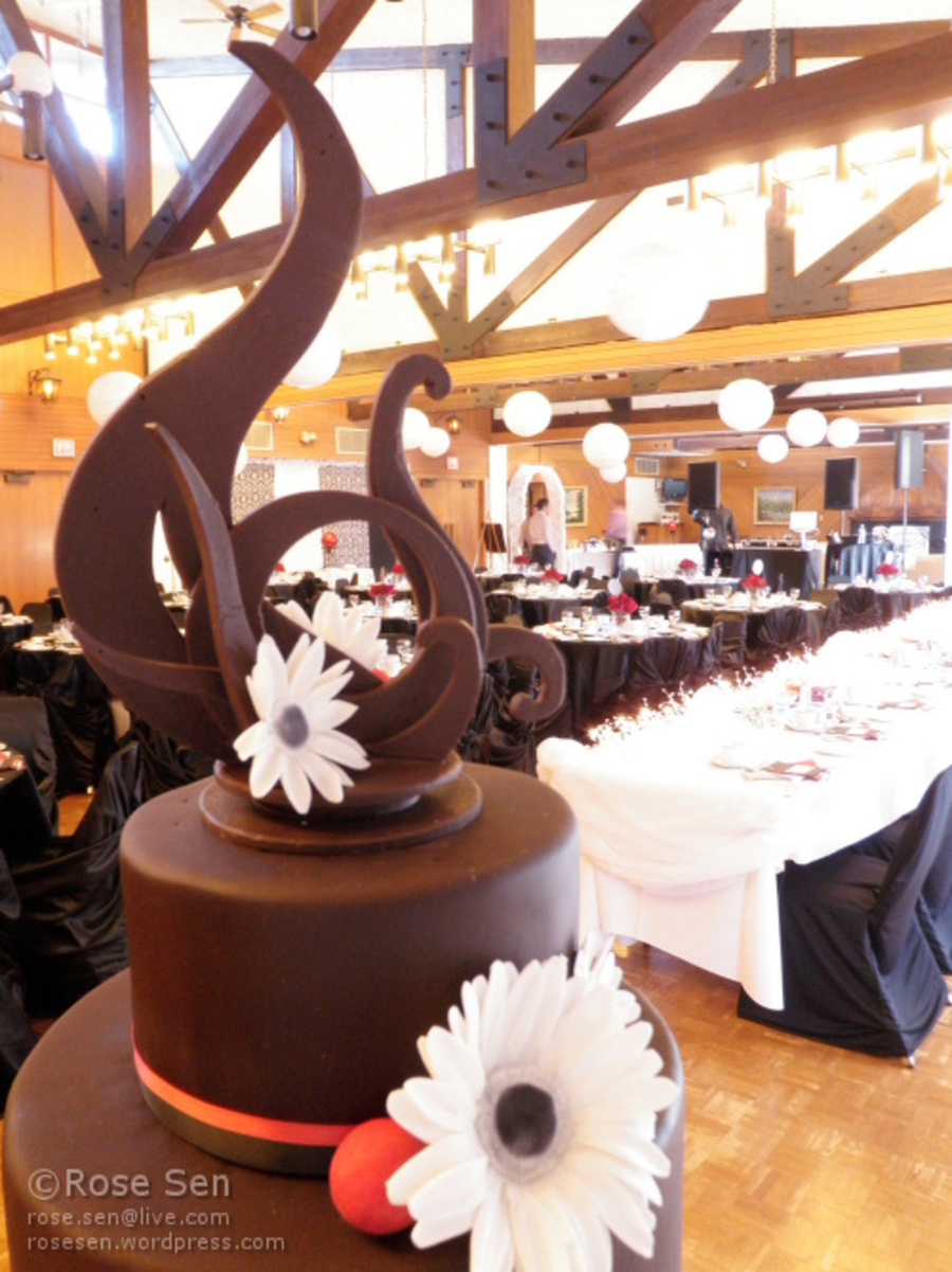 Modern Geometric Dark Chocolate Wedding Cake - CakeCentral.com