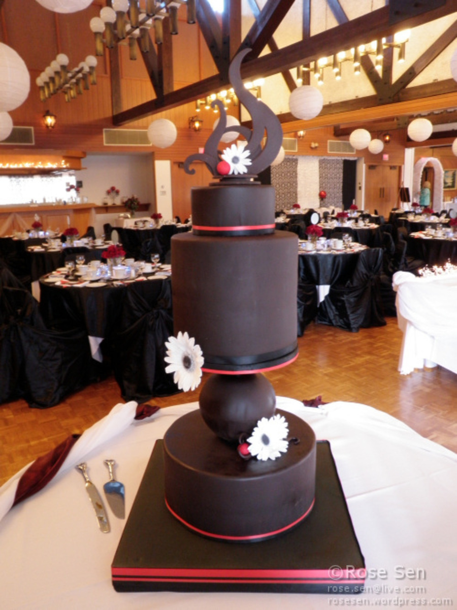 Modern Geometric Dark Chocolate Wedding Cake - CakeCentral.com