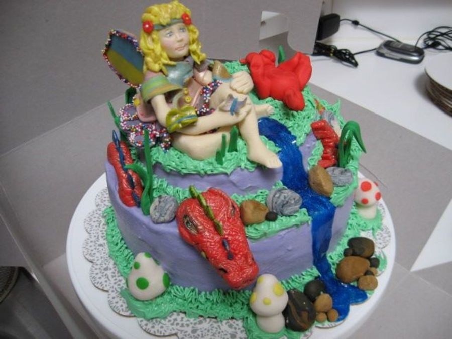 Totm Fairy Cake With Dragons - CakeCentral.com