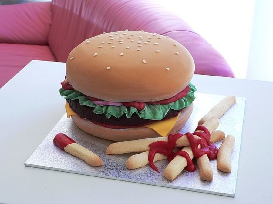 Burger Cake For My Son's 16Th - CakeCentral.com