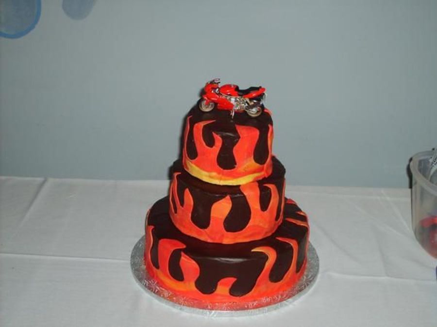 Motorcycle And Flames - CakeCentral.com