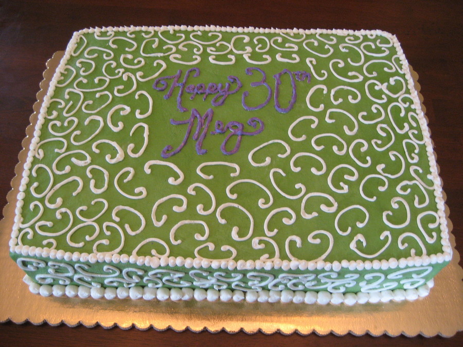 Green Birthday Scrollwork - CakeCentral.com