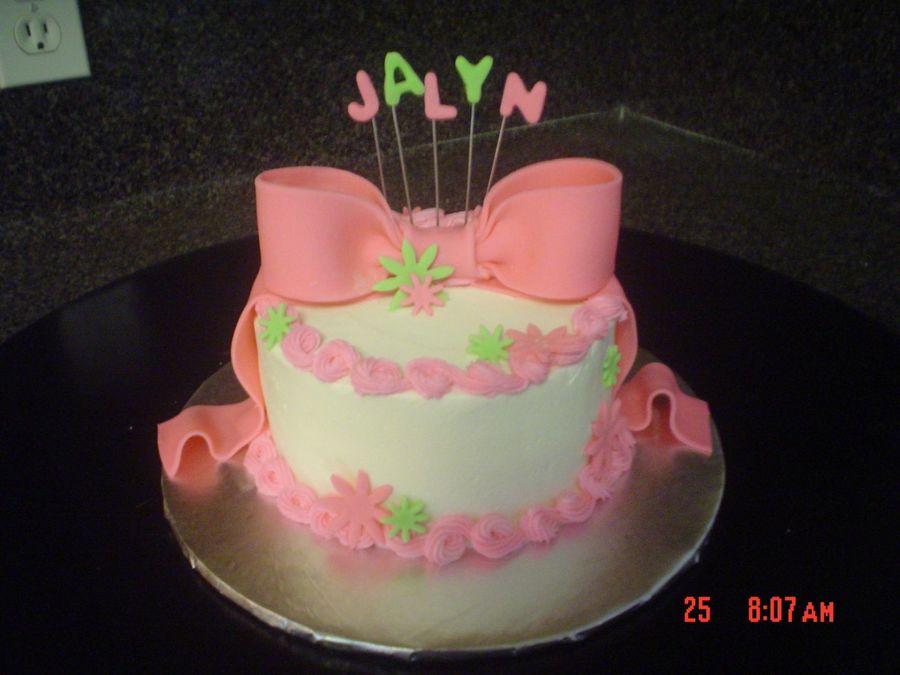 Pink Bow Cake - CakeCentral.com