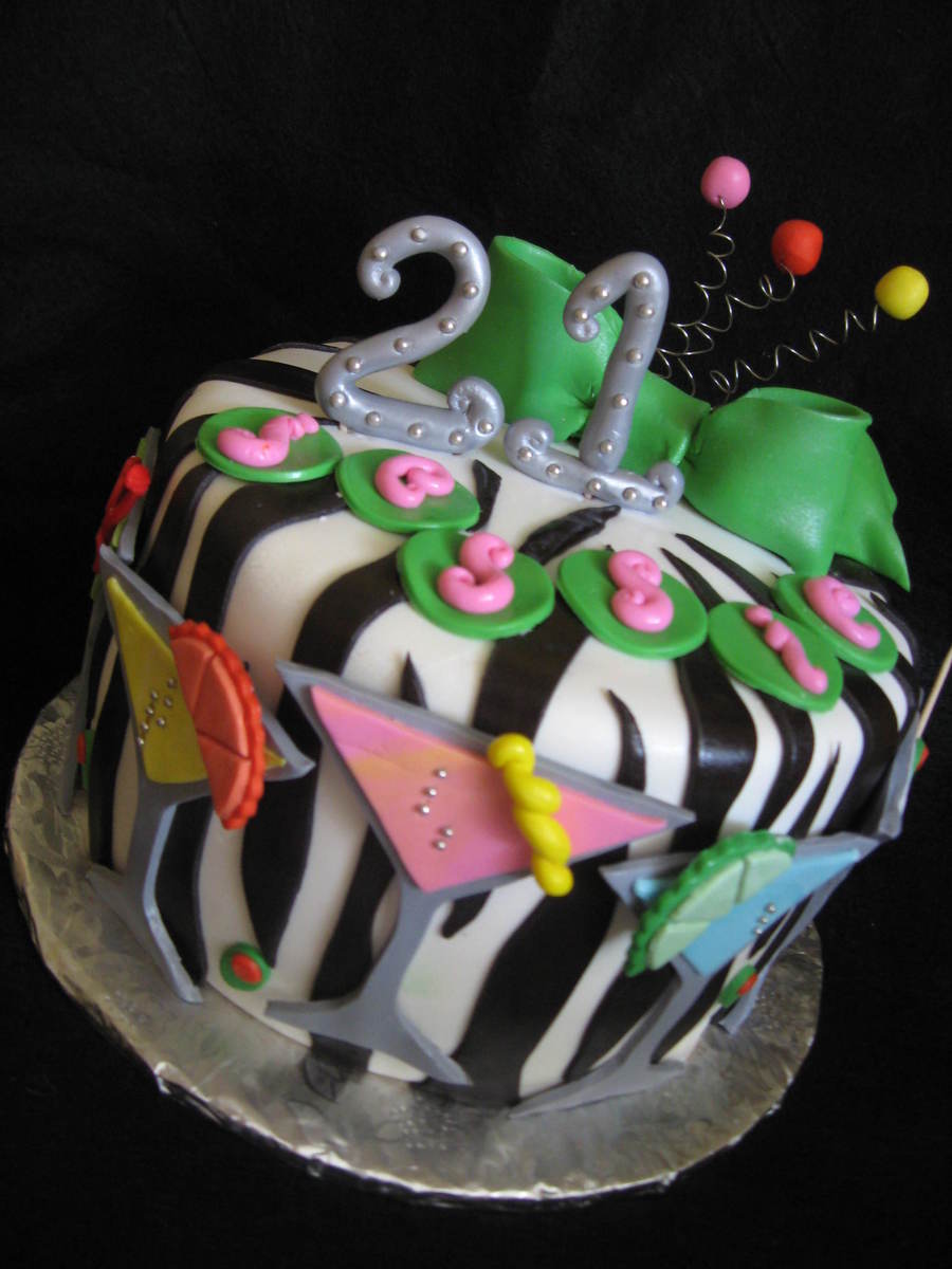 Zebra Print Martini 21St Birthday Cake - CakeCentral.com