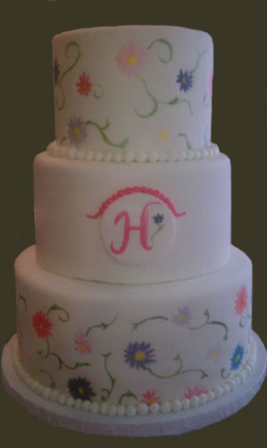 Daisy Themed Baby Shower With Monogram - CakeCentral.com