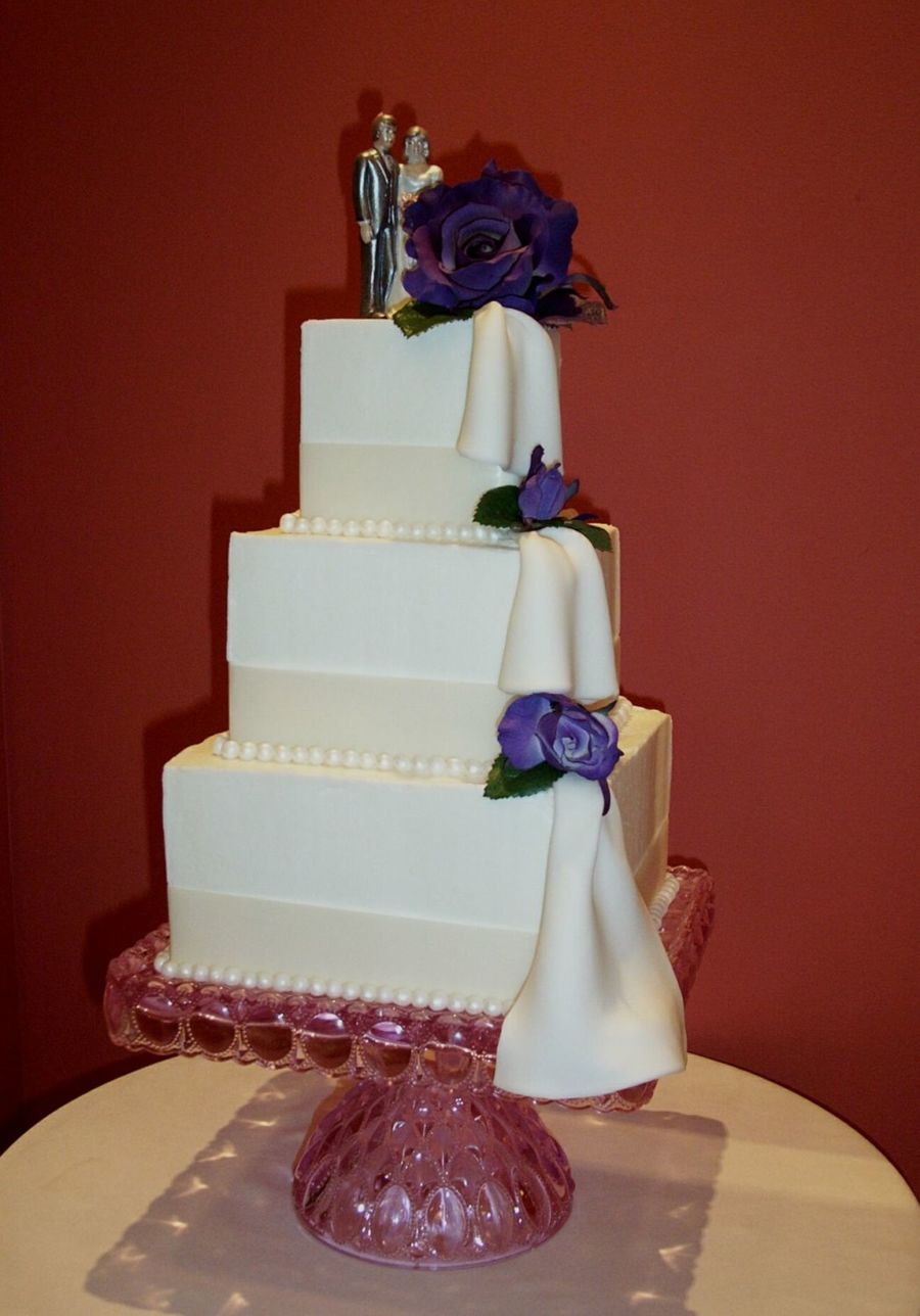 3 Tier Purple Draped Wedding Cake - CakeCentral.com
