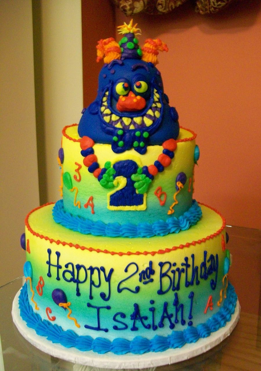 Blue Monster 2 Tier - CakeCentral.com