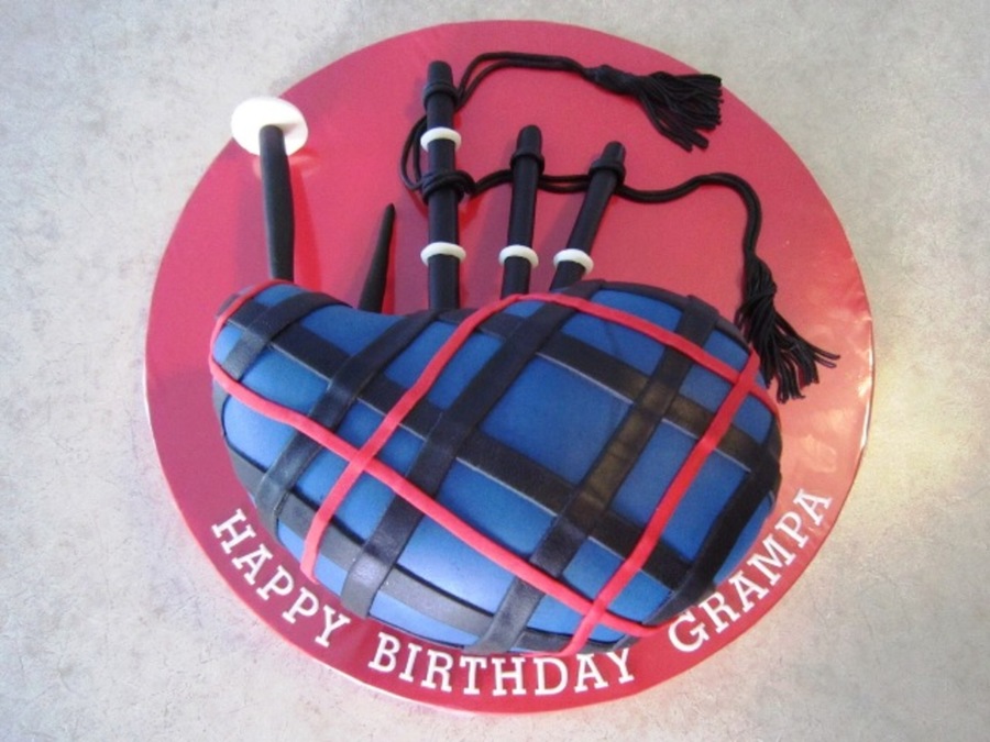Bagpipe Cake - Glasgow Rangers Tartan - CakeCentral.com