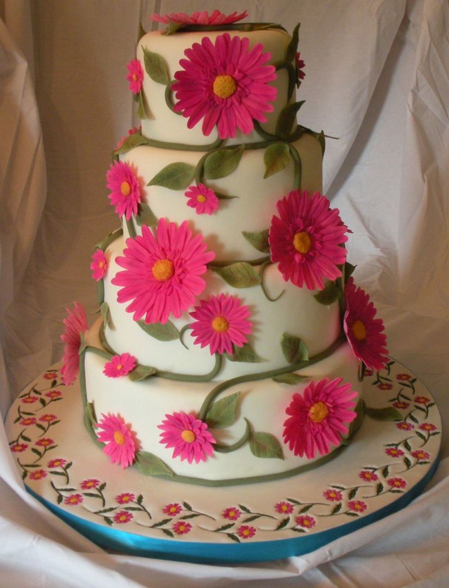 Fuchsia Daisy Cake - CakeCentral.com