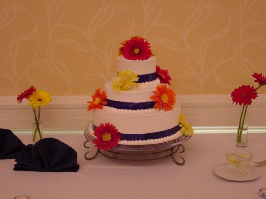 Gerbera Daisy Wedding Cake - CakeCentral.com