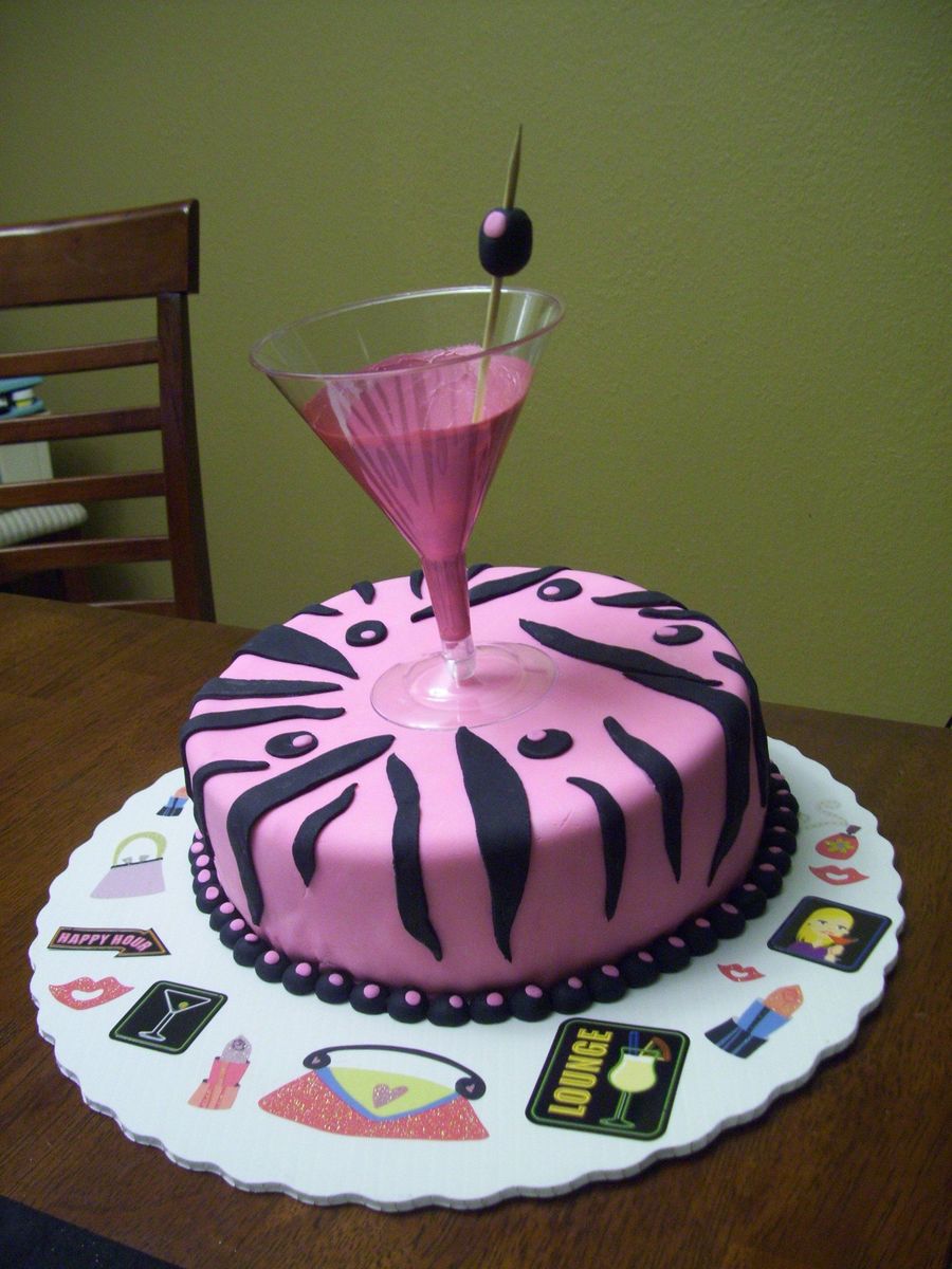 Pink Zebra, Martini Cake - CakeCentral.com