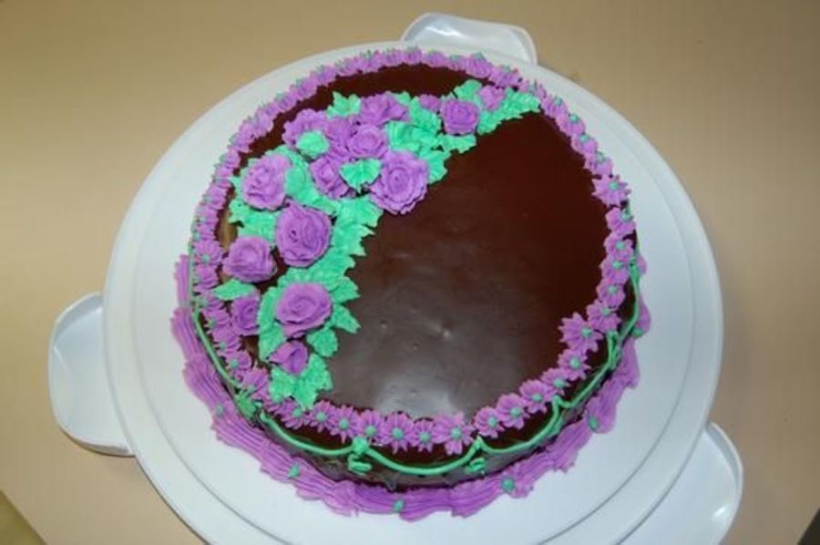 Purple Rose Cake - CakeCentral.com