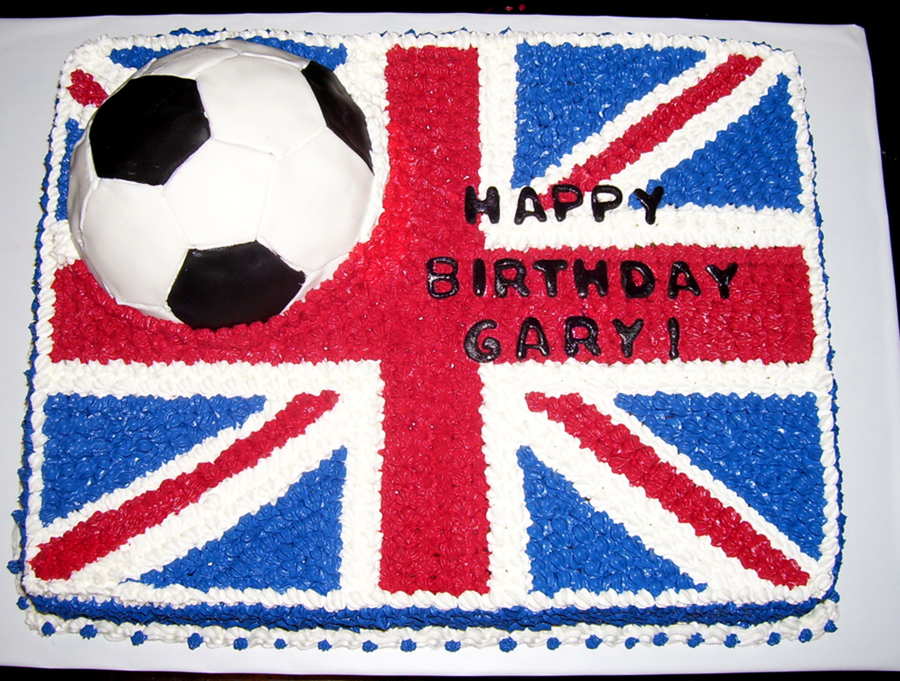 Soccer Ball Union Jack Flag Cake - CakeCentral.com