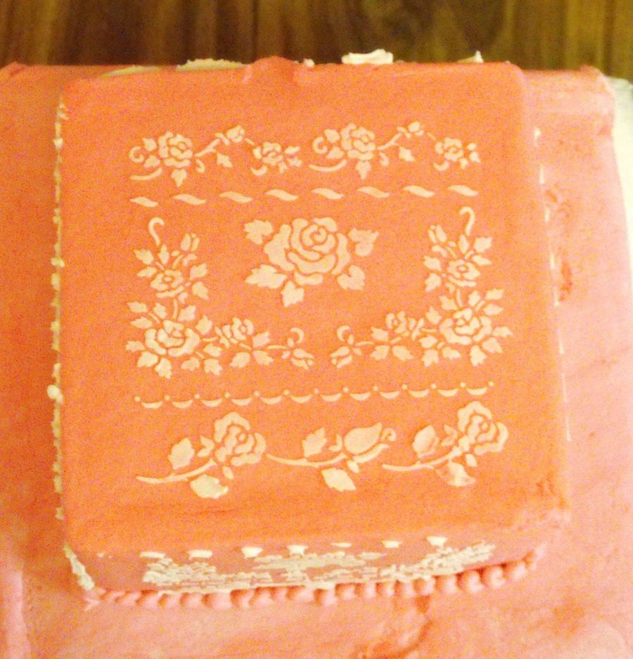 Pink Square Rose Stencils - CakeCentral.com