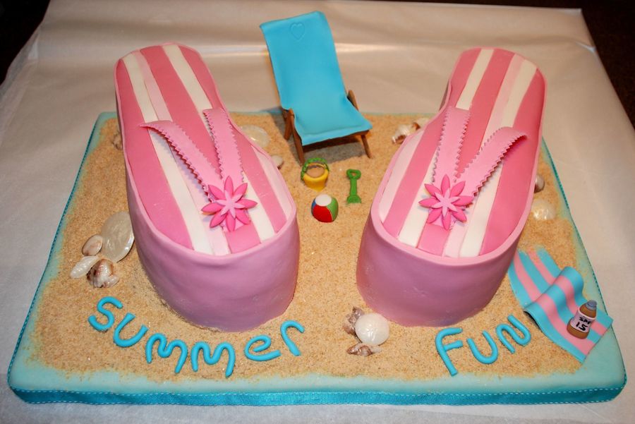 Summer Fun Beach Flip Flop Cake - CakeCentral.com