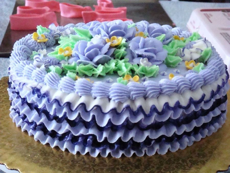 Ruffles & Roses Birthday Cake - CakeCentral.com