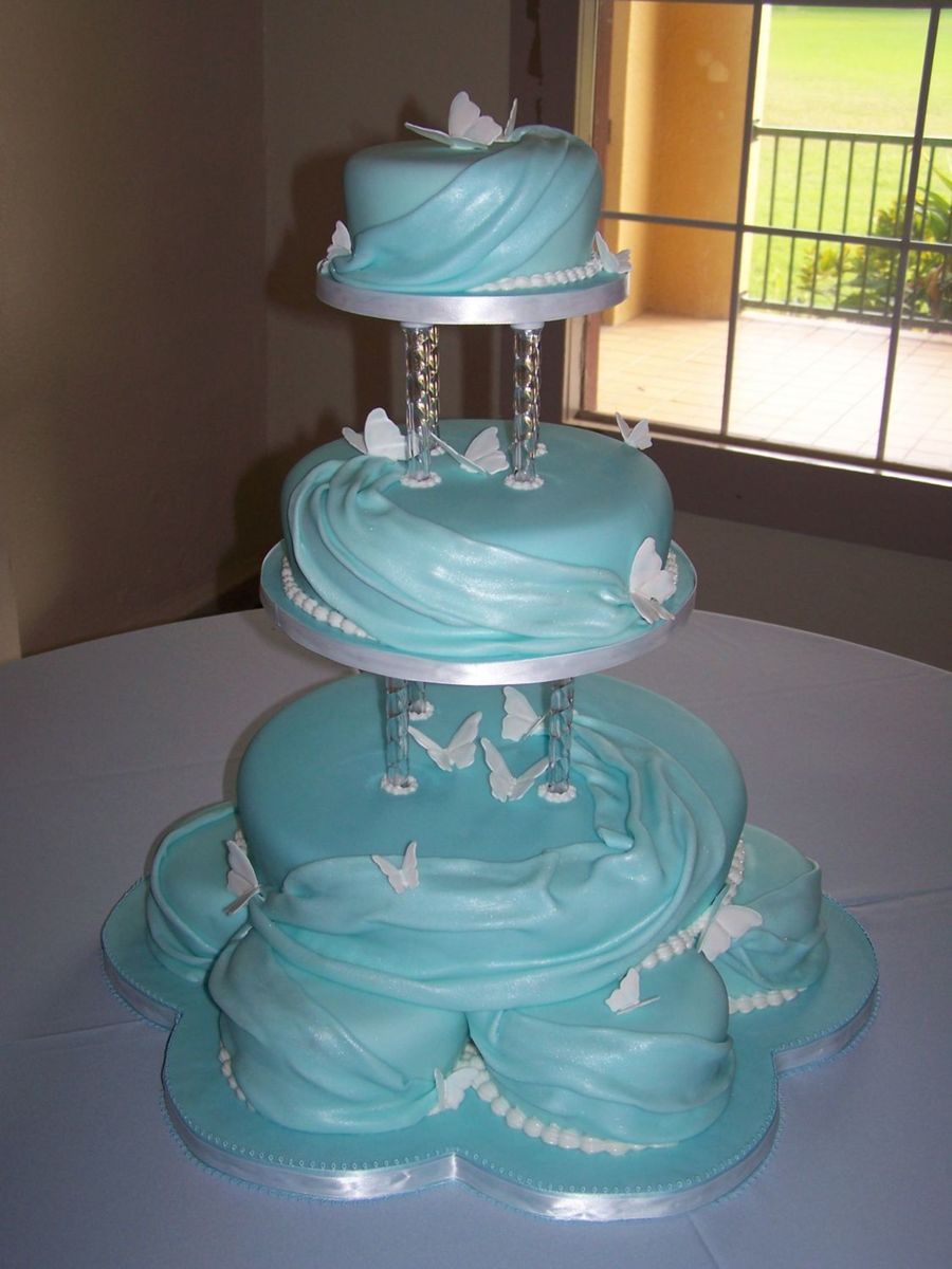 Sweet 16 Sky Blue Butterflies Cake - CakeCentral.com