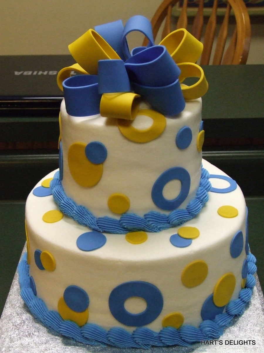 Blue And Gold Birthday Cake - CakeCentral.com