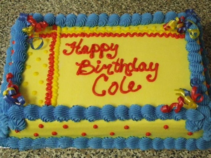 Blue And Yellow Birthday Cake - CakeCentral.com