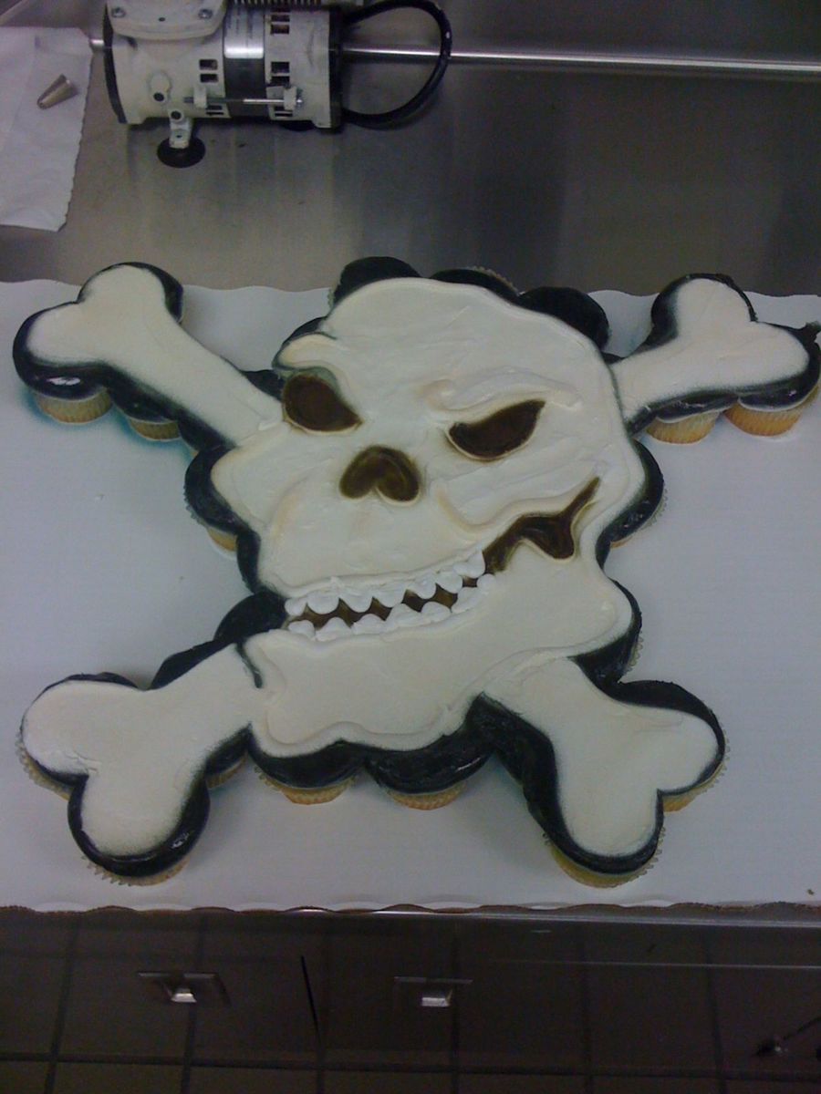 36 Ct. Skull & Cross Bones Cupcake Cake - CakeCentral.com